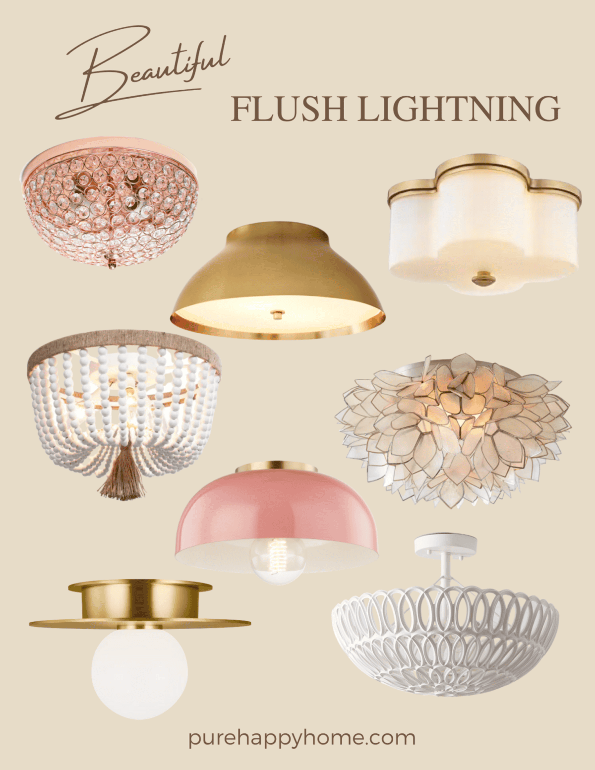 Elegant Flush Light Fixture Round Up - Pure Happy Home