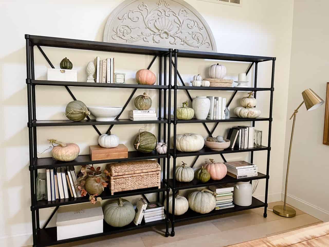 Shelf Styling with Pumpkins for Fall - Pure Happy Home