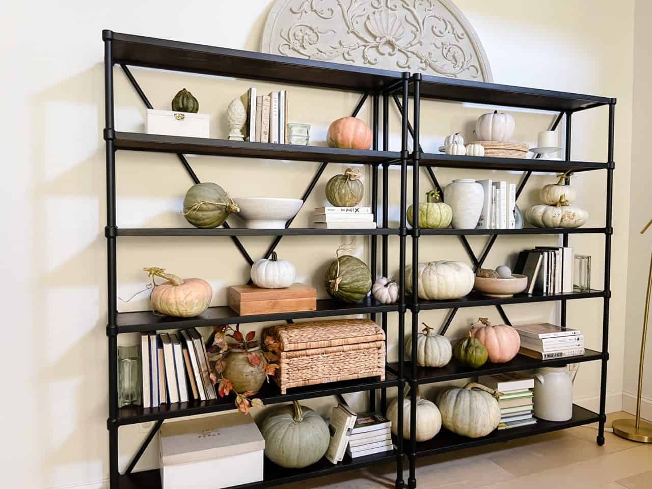 Shelf Styling with Pumpkins for Fall - Pure Happy Home