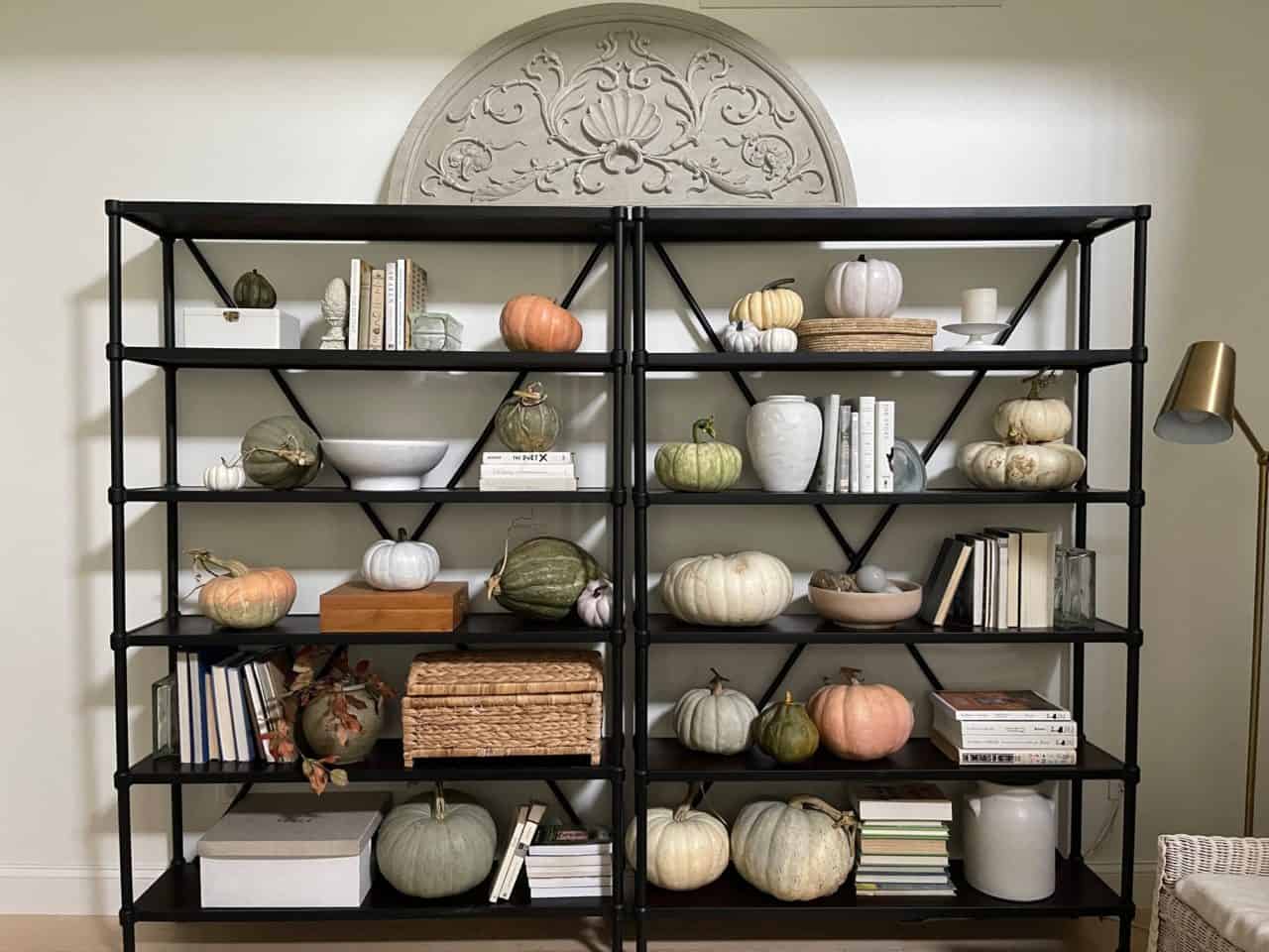 Shelf Styling with Pumpkins for Fall - Pure Happy Home