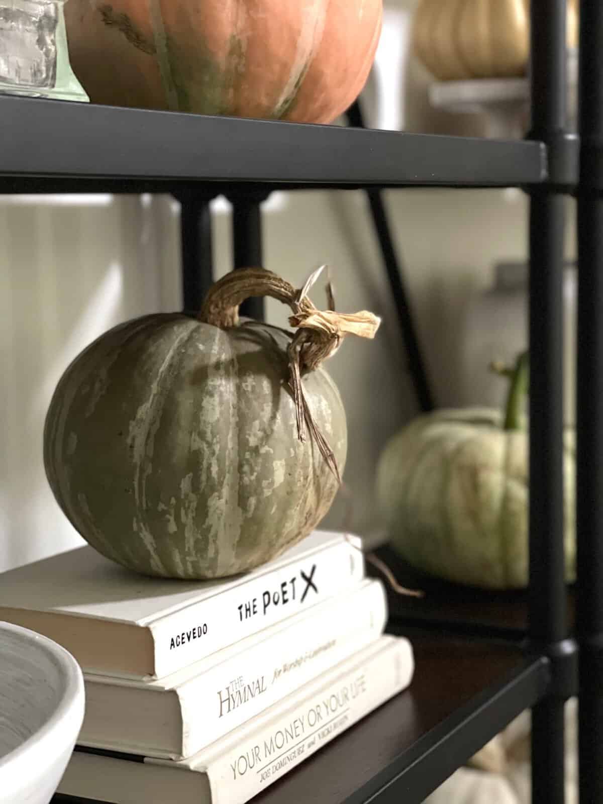 Shelf Styling with Pumpkins for Fall - Pure Happy Home