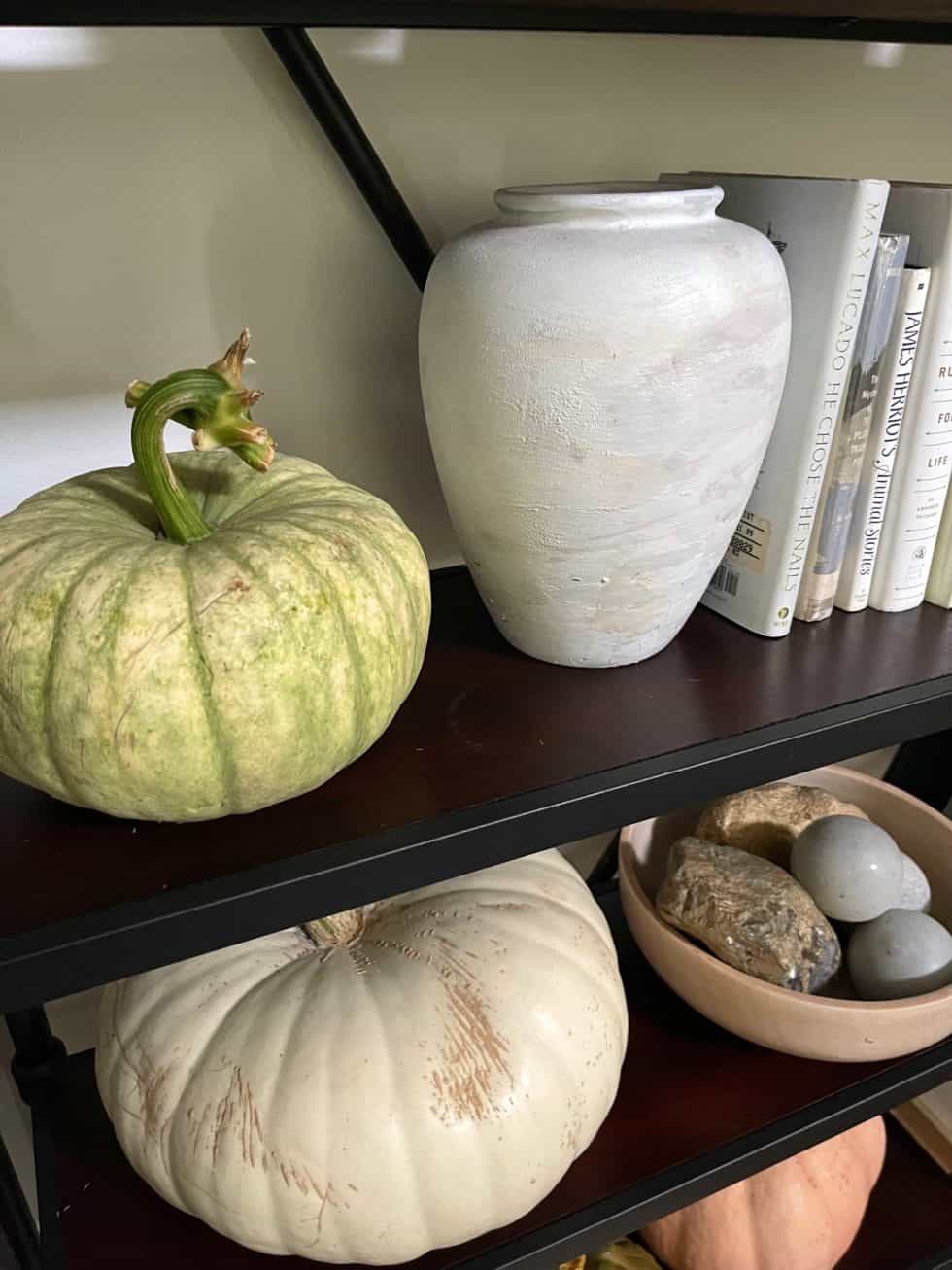 Shelf Styling with Pumpkins for Fall - Pure Happy Home