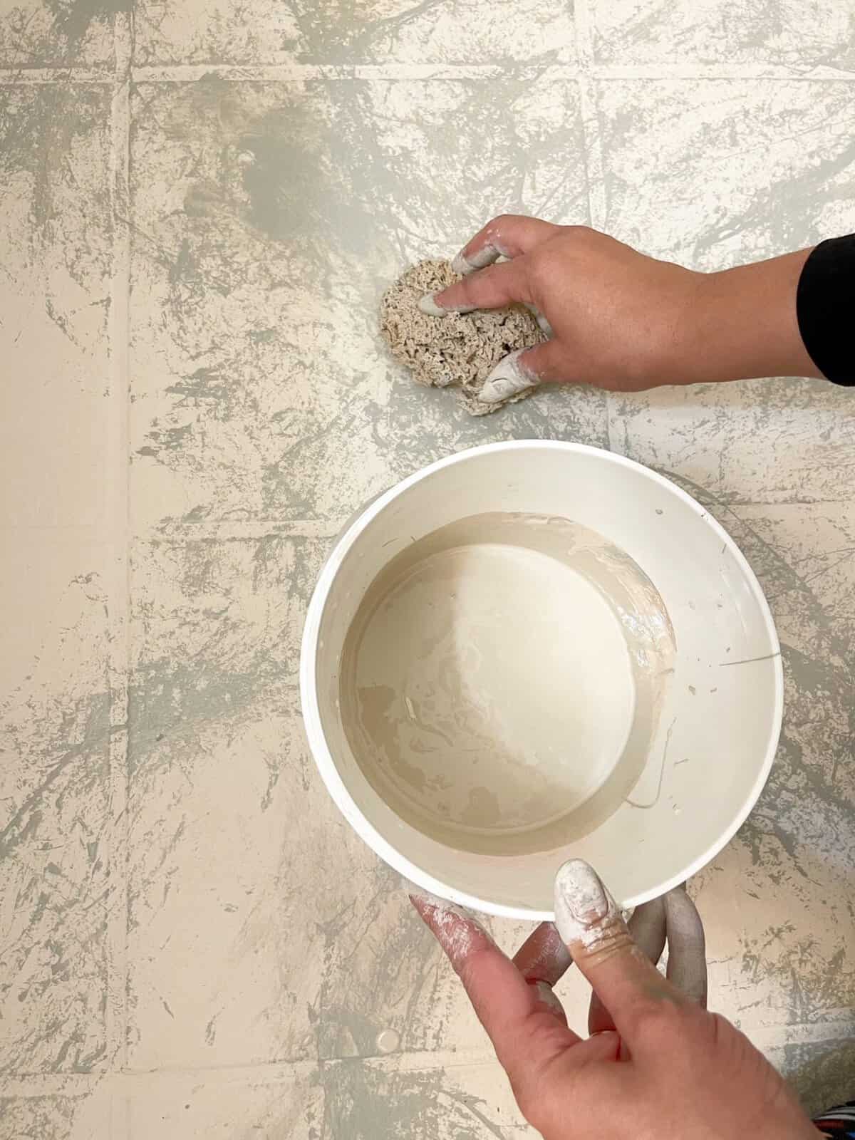 How to Paint a Tile Floor to Mimic Stone - Pure Happy Home