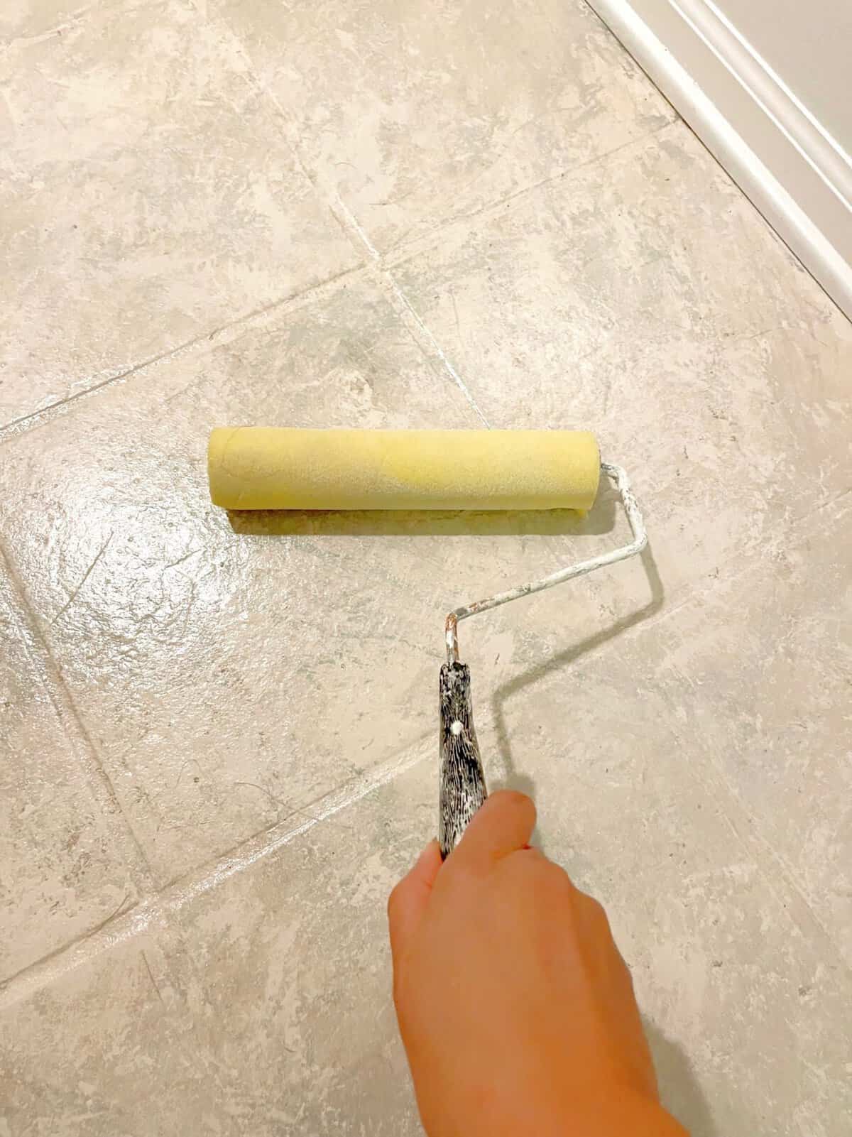How to Paint a Tile Floor to Mimic Stone - Pure Happy Home