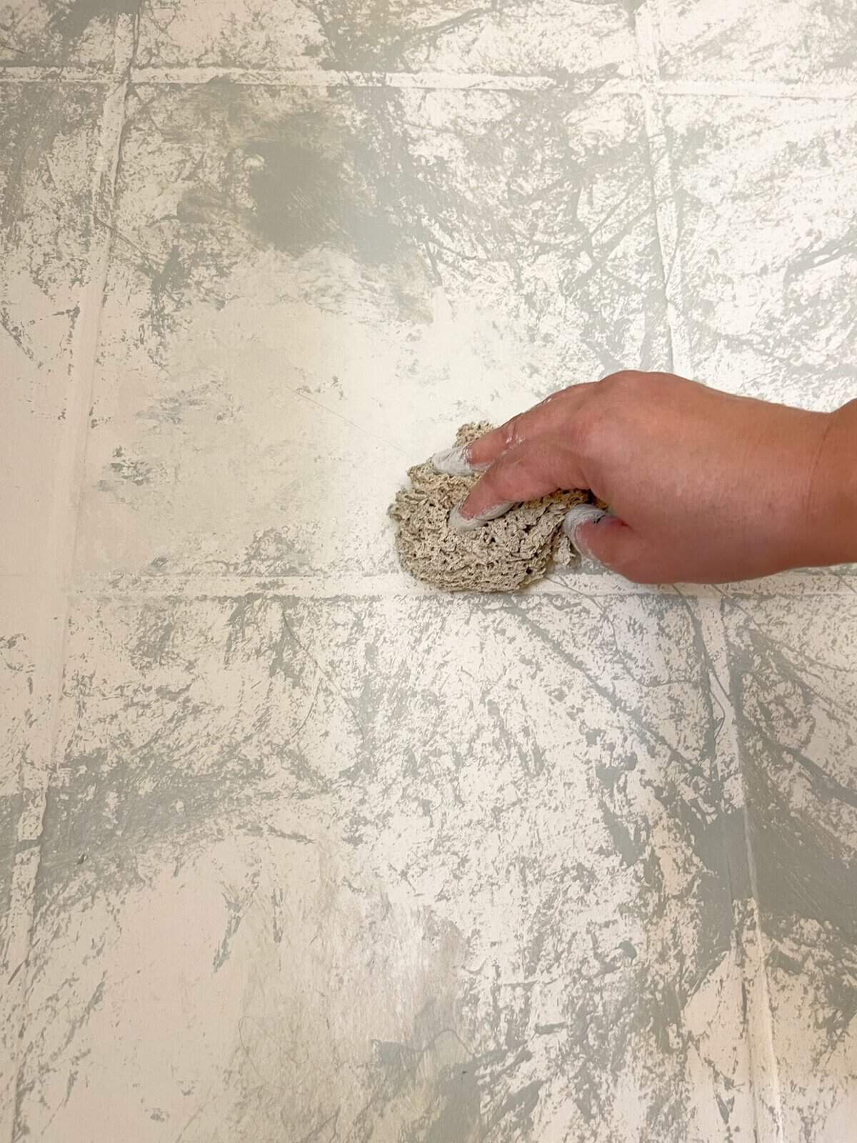 How to Paint a Tile Floor to Mimic Stone - Pure Happy Home