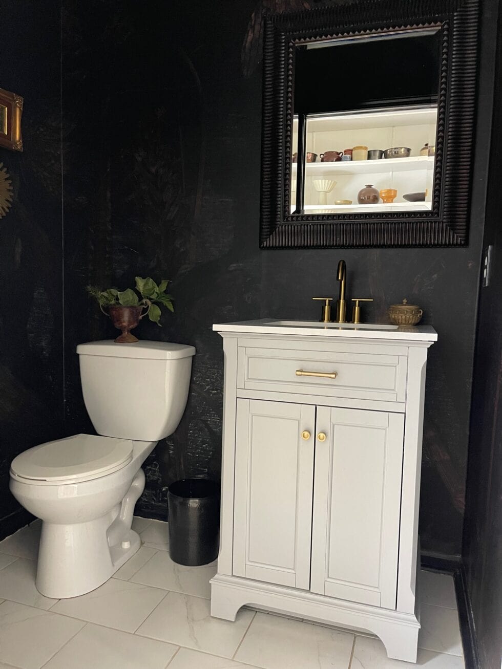 Dramatic Wallpaper Bathroom Makeover - Pure Happy Home