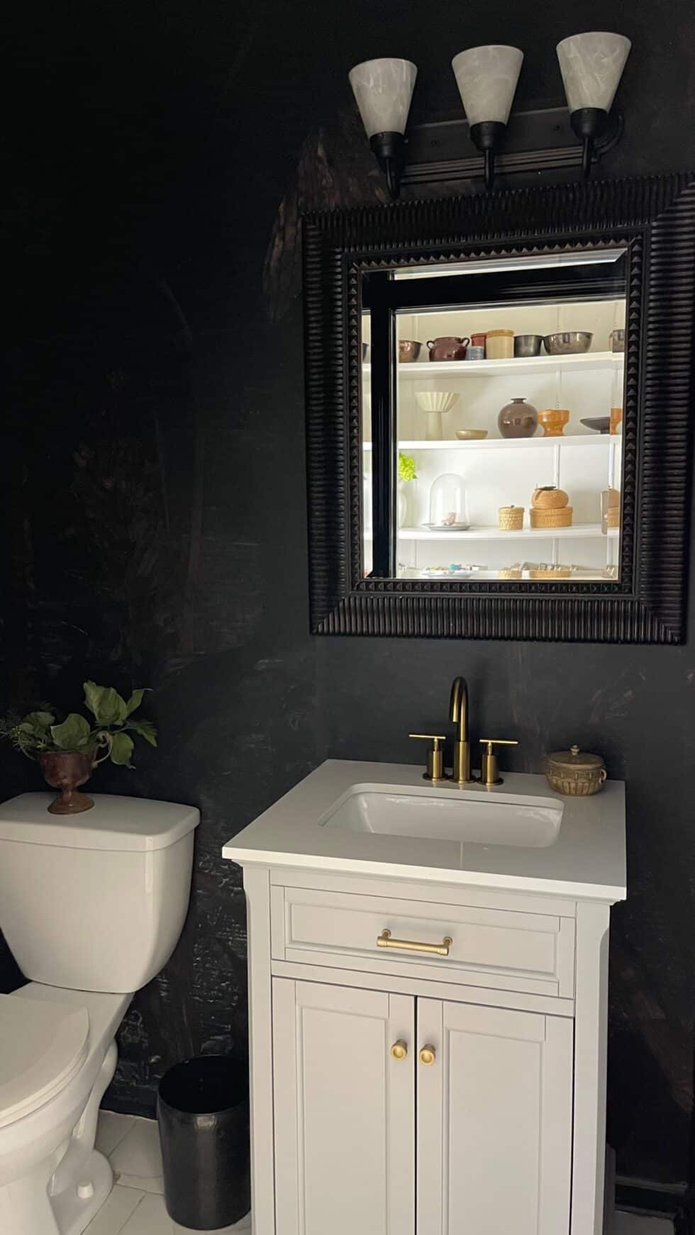 Dramatic Wallpaper Bathroom Makeover - Pure Happy Home