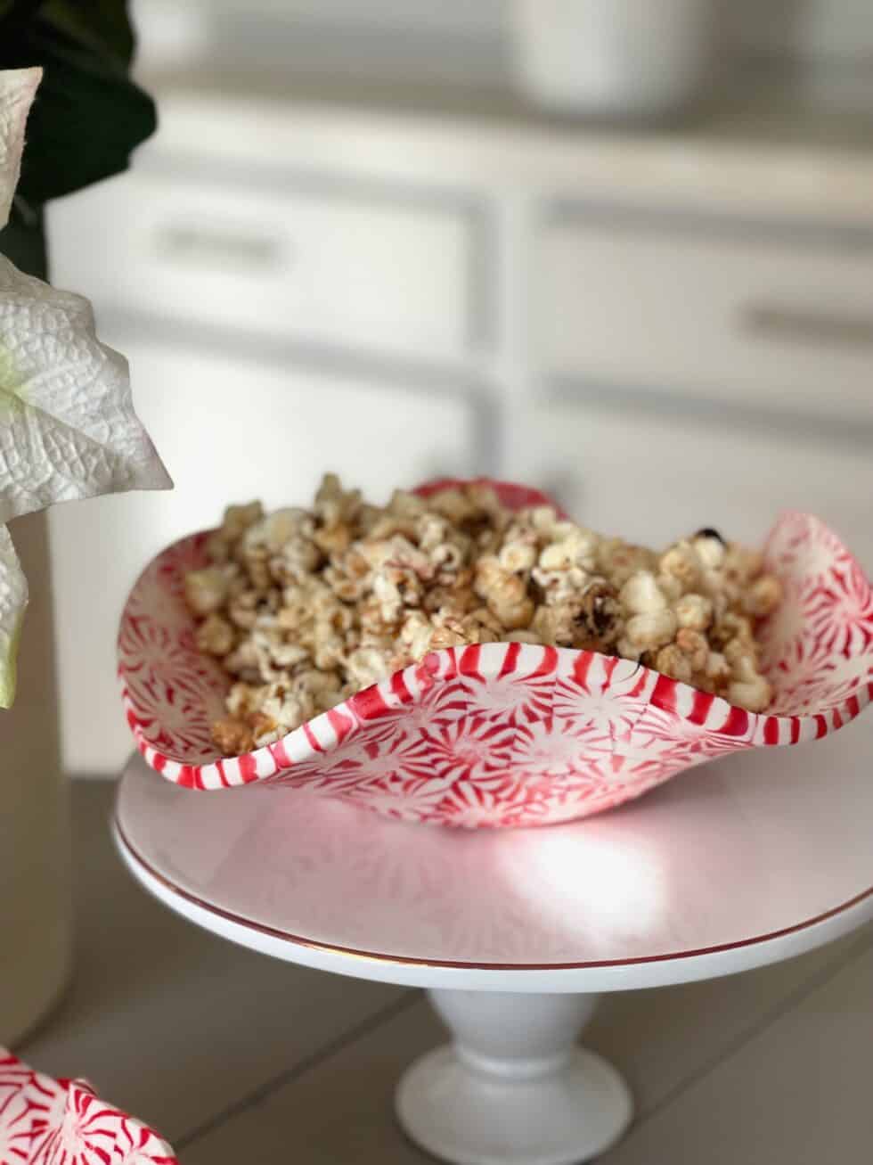 Peppermint Christmas Bowl with Popcorn - Pure Happy Home