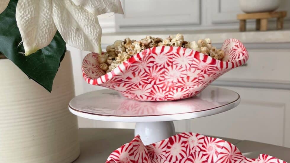 Peppermint Christmas Bowl with Popcorn - Pure Happy Home